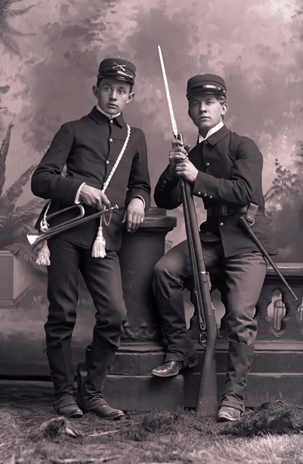 1898 ~ Two Young Men in Military Uniform – Literary Fictions