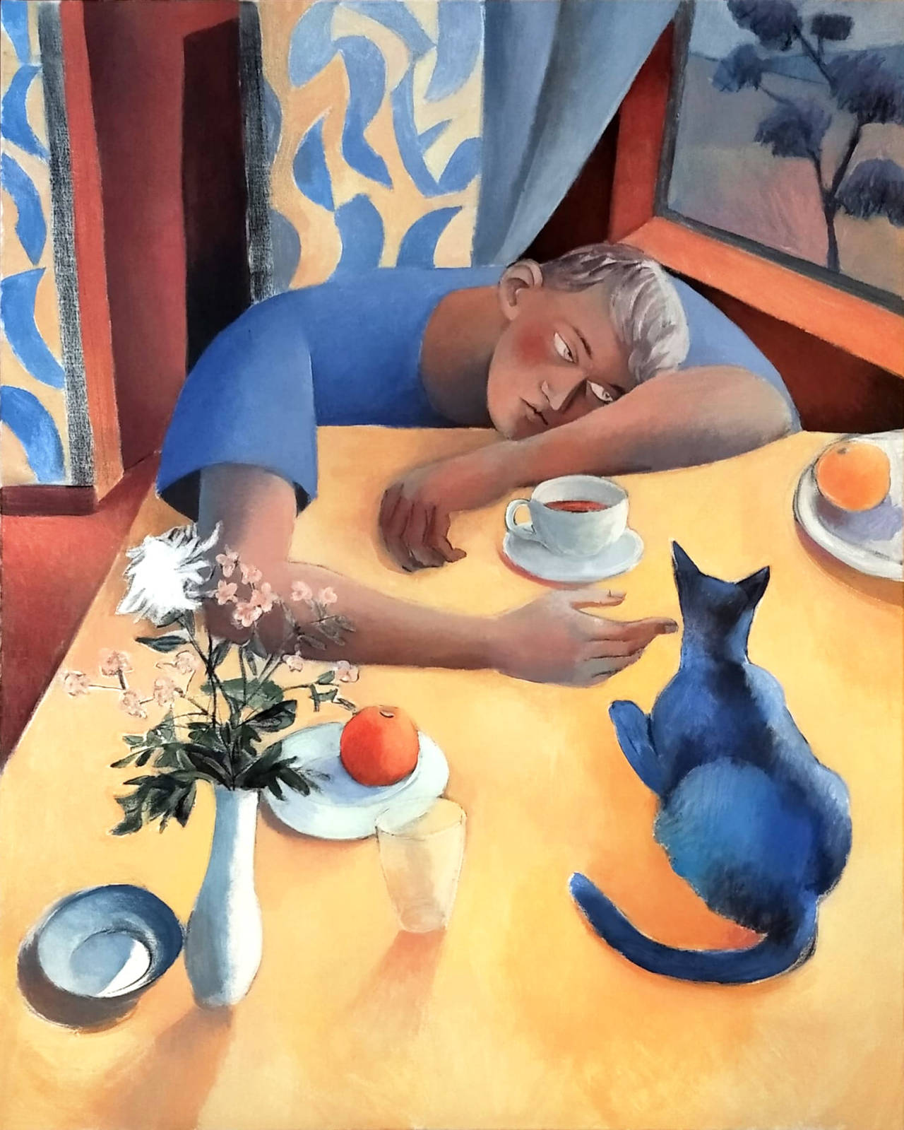 Boy and Cat at Table – Literary Fictions